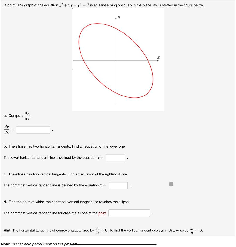 point the graph of the equation x2 xy y 2 is an ellipse lying obliquely ...