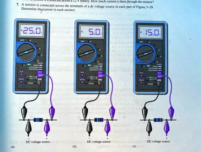 7. A resistor is connected across the terminals of a dc voltage source ...