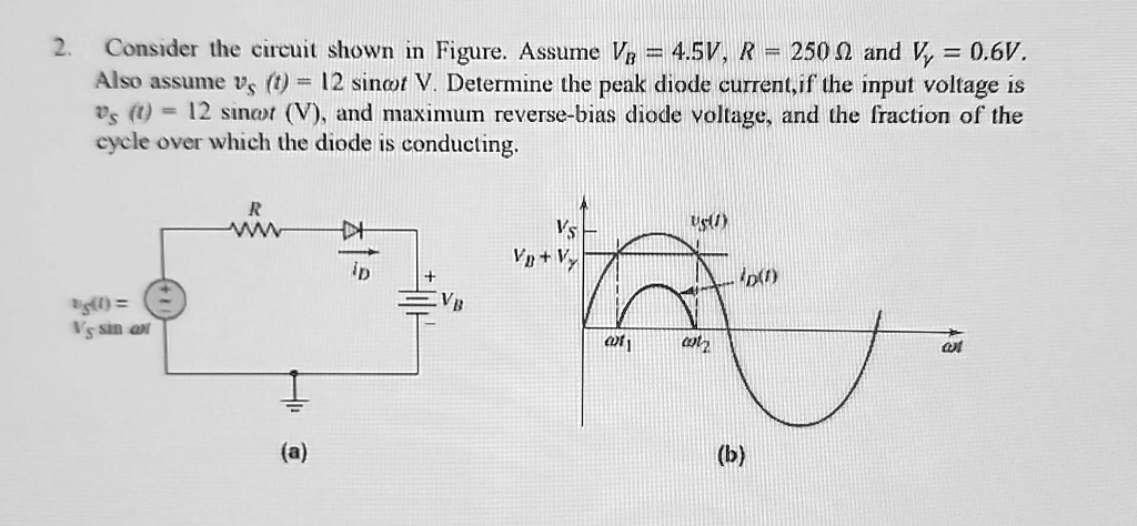SOLVED: 2. Consider the circuit shown in Figure. Assume VB = 4.5V, R ...