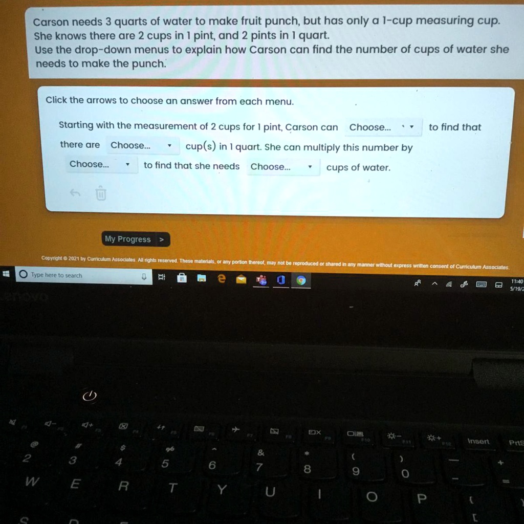 help pls no links iready math carson needs 3 quarts of water to make ...