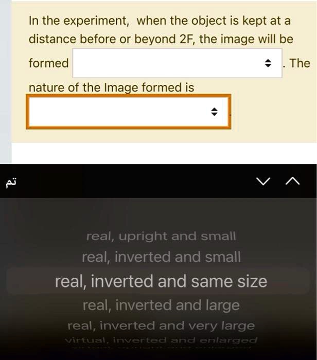 SOLVED: In the experiment, when the object is kept at a distance before ...