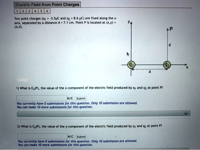 SOLVED: Electric Field from Point Charges 12 Two point charges (Q1 3.SpC and Qz = 8.6 UC) are ...