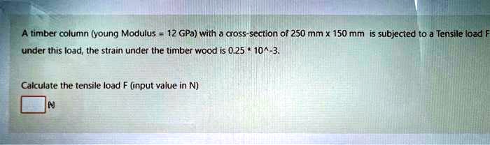SOLVED: A timber column with a Young's Modulus of 12 GPa and a cross ...