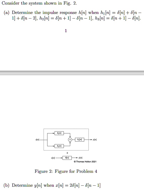 Consider the system shown in Fig. 2. (a) Determine the impulse response h[n] when h1[n] = δ[n ...