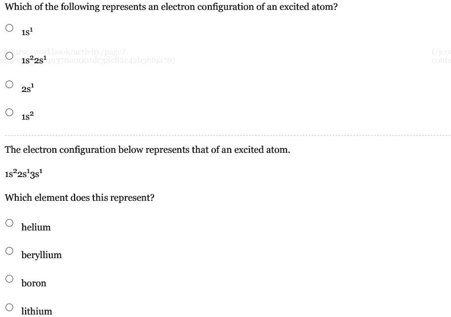Which Of The Following Represents An Electron Configuration Of An