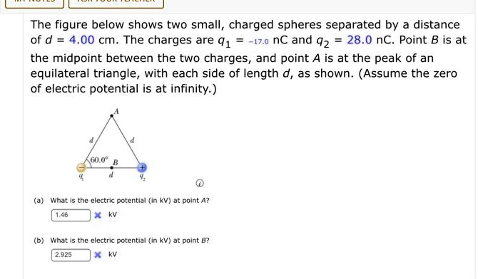 The figure below shows two small charged spheres separated...