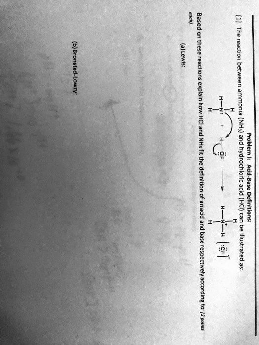 Problem I: Acid-Base Definitions: [1] The reaction between ammonia (NH3 ...