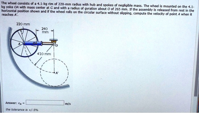 SOLVED: The wheel consists of a 4.1-kg rim of 220-mm radius with hub ...