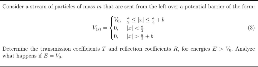 SOLVED: Consider a stream of particles of mass m that are sent from the ...