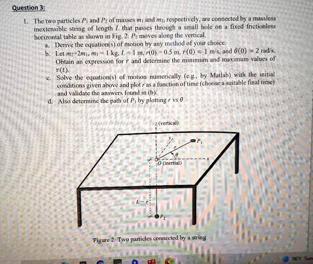 SOLVED: Question 3: The two particles Pi and P of masses m and m ...