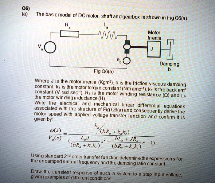 SOLVED: Q6) (a) The basic model of a DC motor, shaft, and gearbox is ...