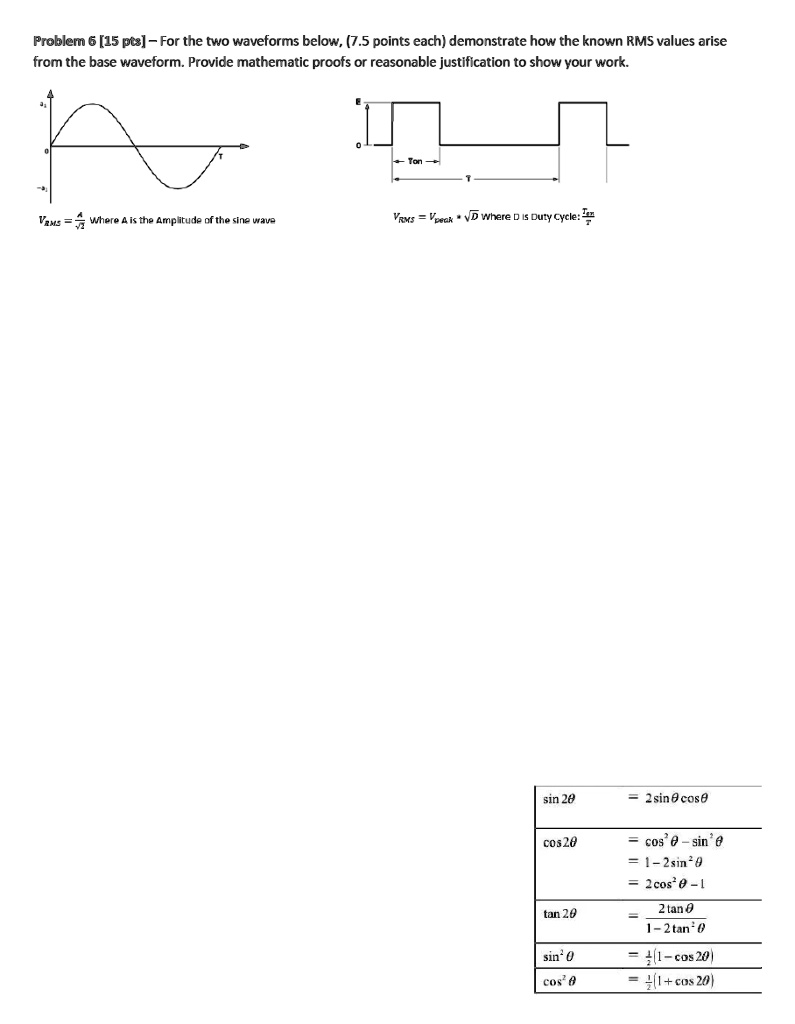 SOLVED: Problem 6 [15 pts] - For the two waveforms below (7.5 points each), demonstrate how the ...