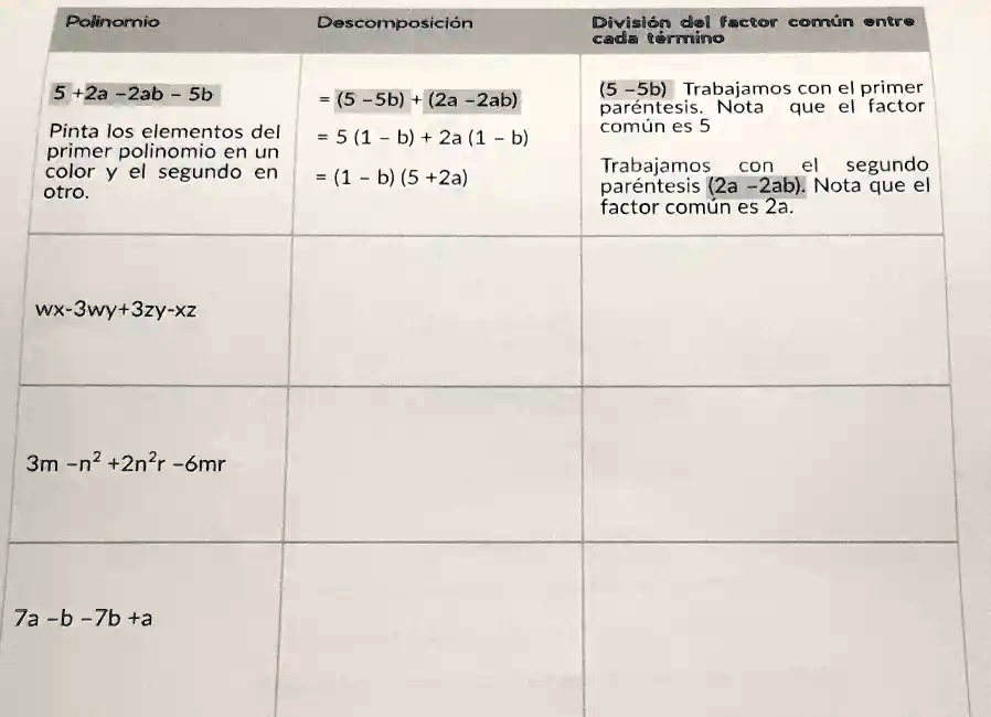 SOLVED: Polynomial Decomposition Division of the common factor between ...