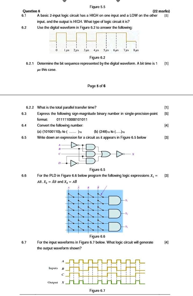 Figure 55 Question 6 22 Marks 61 A Basic 2 Input Logic Circuit Has A High On One Input And A Low