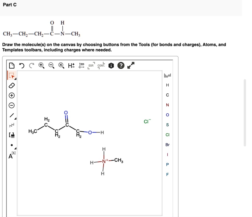 draw the molecules on the canvas by choosing buttons from the tools for ...