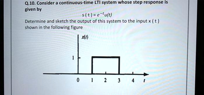 Q.10. Consider a continuous-time LTI system whose step response is given by s(t) = e^-tu(t ...