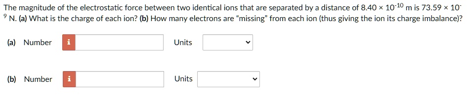 Solved The Magnitude Of The Electrostatic Force Between Two Identical