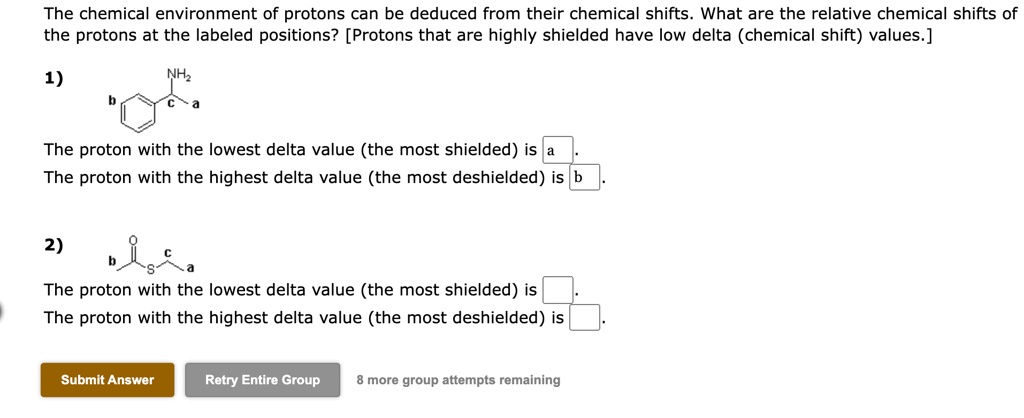 SOLVED: The chemical environment of protons can be deduced from their ...
