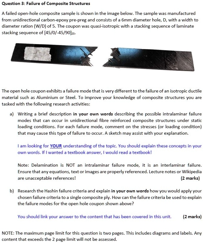 question 3failure of composite structures a failed open hole composite ...