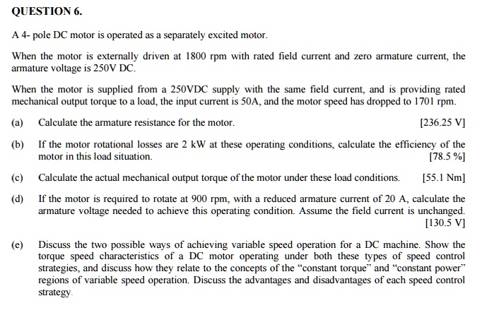 SOLVED: A 4-pole DC motor is operated as a separately excited motor ...