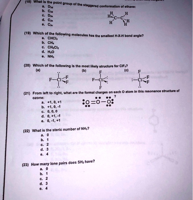 SOLVED:(18) What Is the point group of tho Dad staggered conformation ...