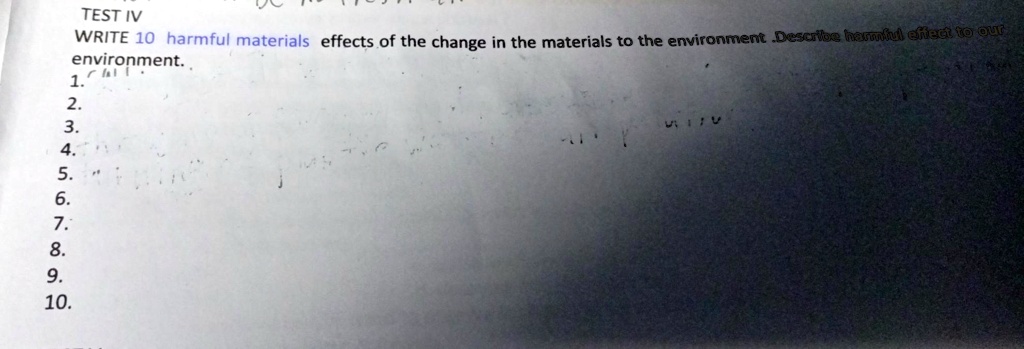 test mv write 10 harmful materials effects of the change in the ...