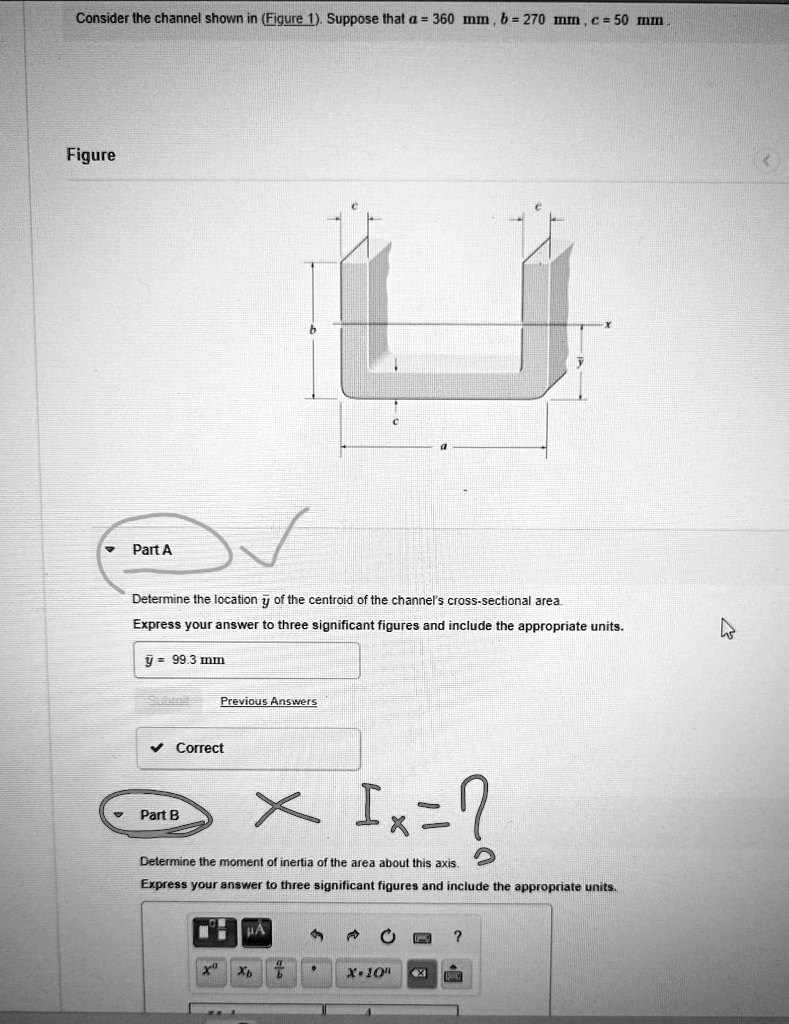 Consider the channel shown in (Figure 1). Suppose that a = 360 mm, b ...