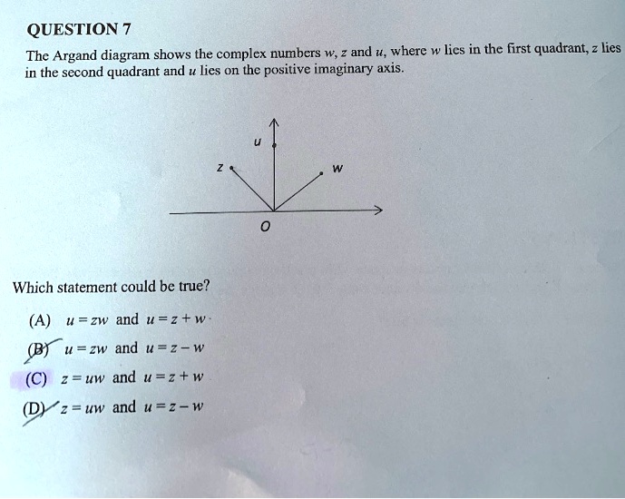 Question and u where w lics in the first quadrant lies the...