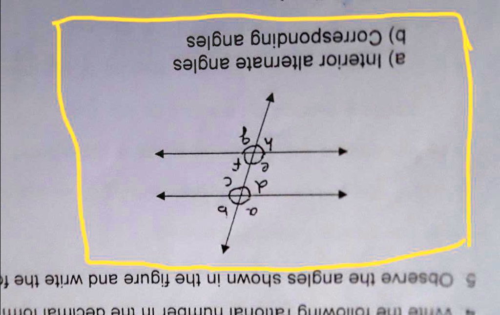 SOLVED: 'Observe the angles shown in the figure and write the following pair of angles'