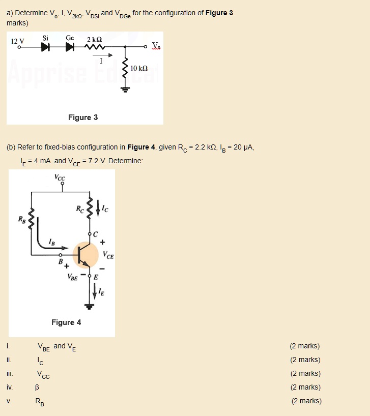 a) Determine Vo, I, VDSi, and VDGe for the configuration of Figure 3 ...