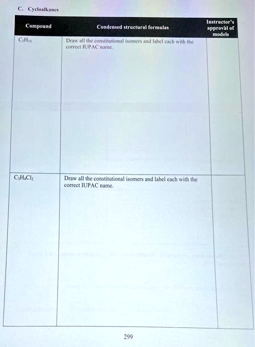 SOLVED: Cycloalkanes condensed structural formulas. Draw all the constitutional isomers and ...