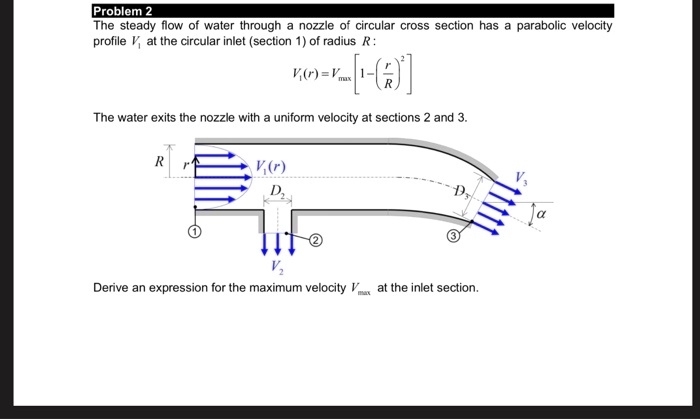 SOLVED: Problem 2: The steady flow of water through a nozzle of ...