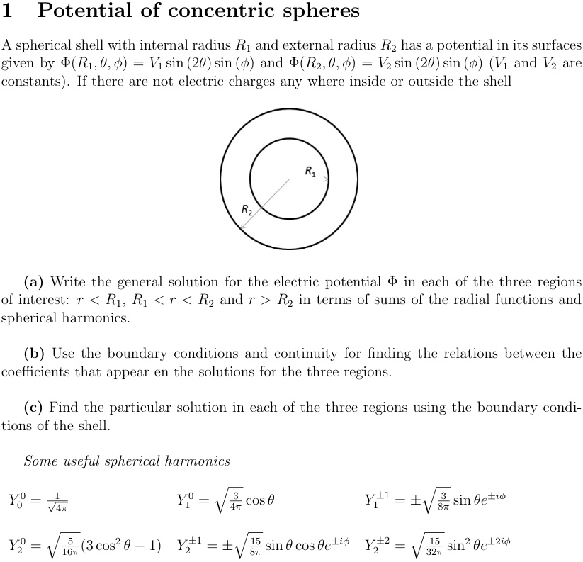 1 potential of concentric spheres a spherical shell with internal ...