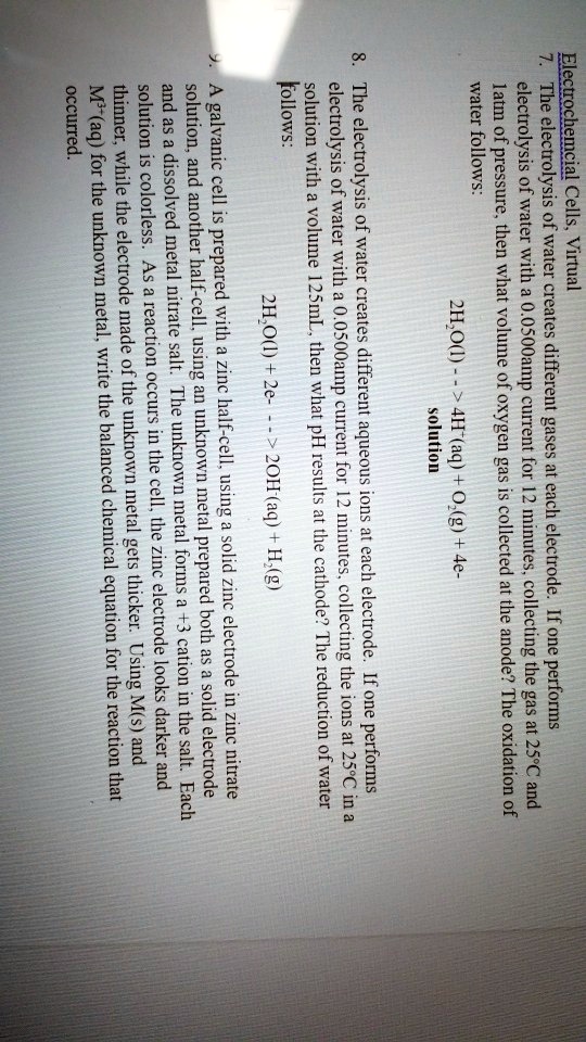 SOLVED: LW 'pue The 1 latm The solioanin T of electrolysis Electrochemcial for while indeal with ...