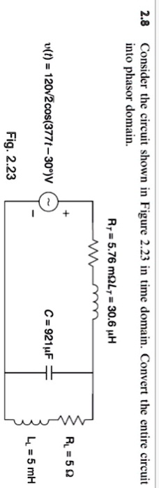 SOLVED: vt = 120V2cos(377t) - 30V into phasor domain. Figure 2.23 - YYY ...
