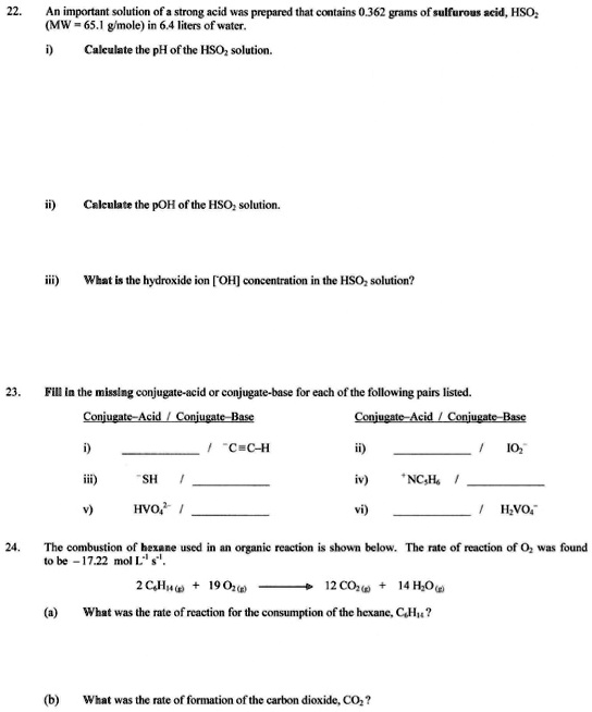 SOLVED: An important solution of a strong acid was prepared that ...