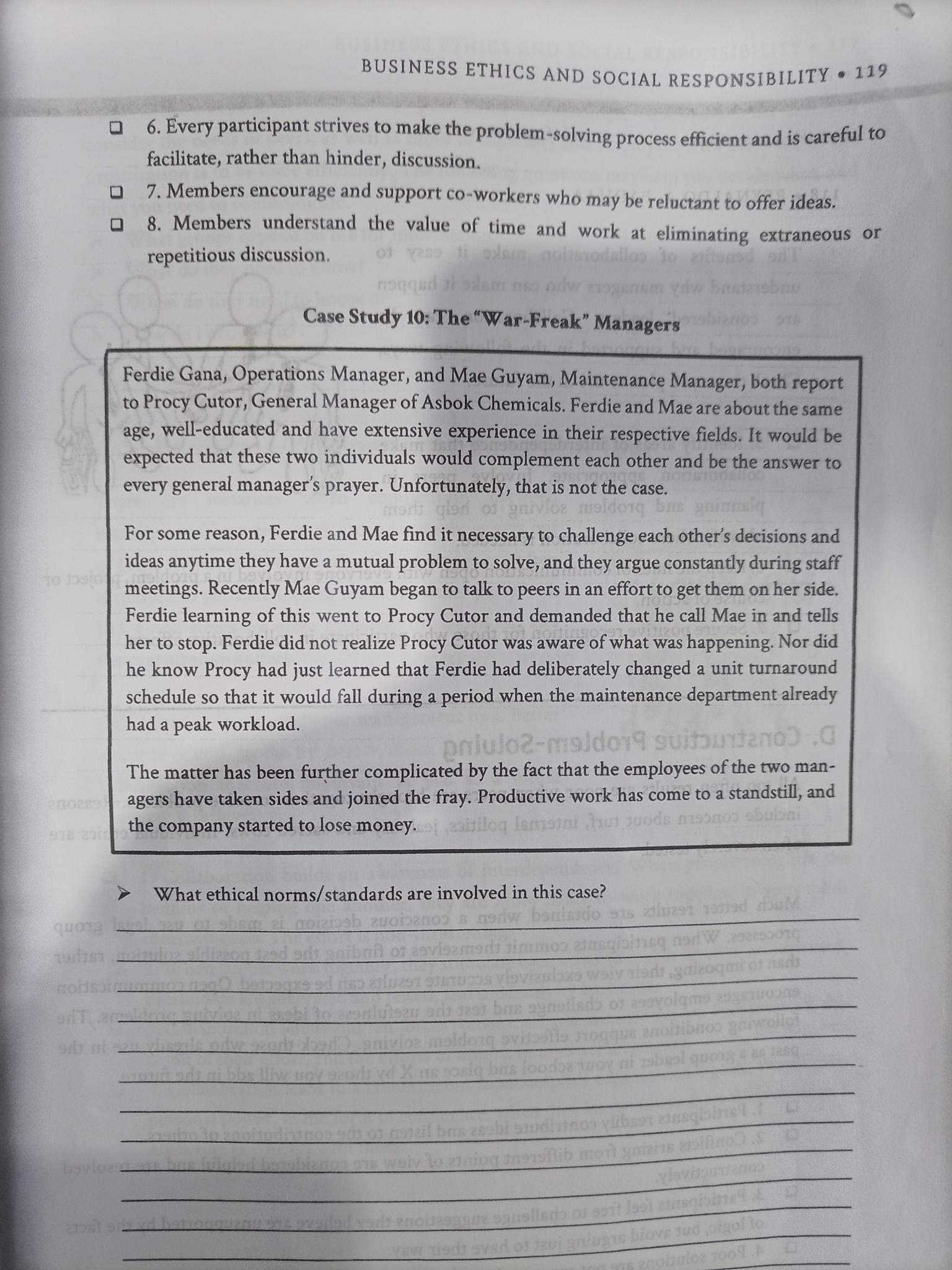 BUSINESS ETHICS AND SOCIAL RESPONSIBILITY · 119 6. Every participant ...