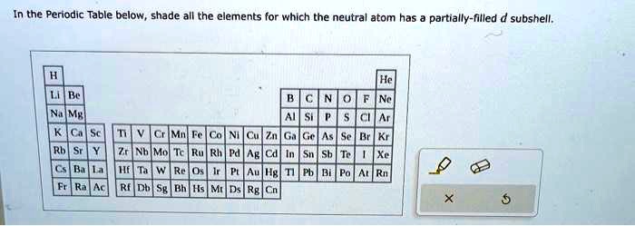 In the Periodic Table below, shade all the elements for which the ...