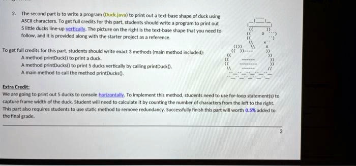 Using Java The Second Part Is To Write A Program Duckjava To Print Out A Text Based Shape Of