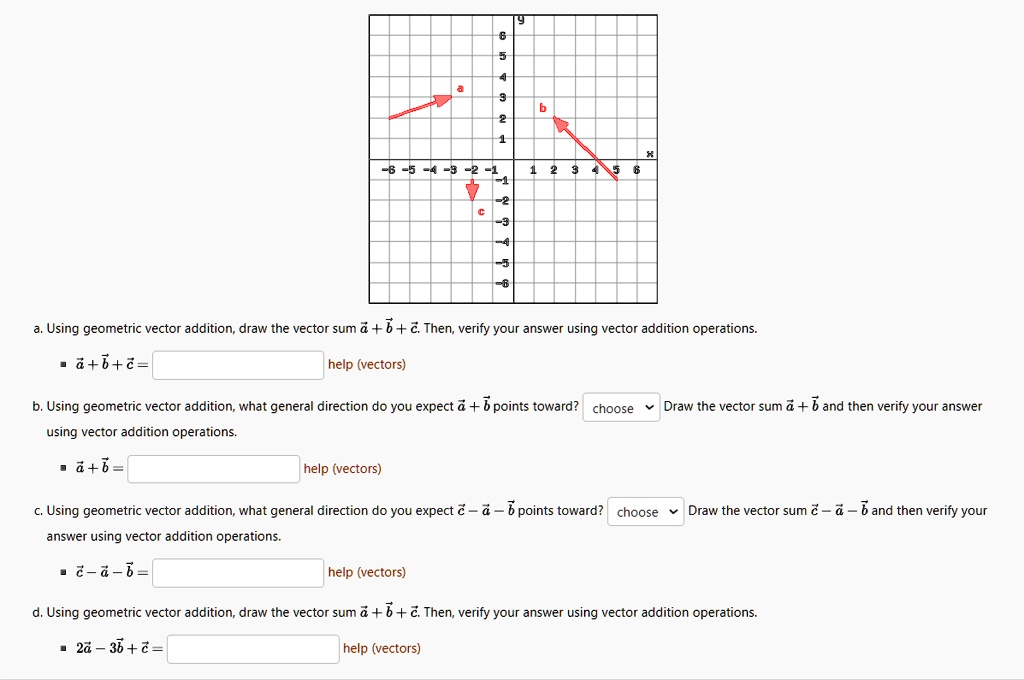 Solved A Using Geometric Vector Addition Draw The Vector Sum Vecavecbvecc Then