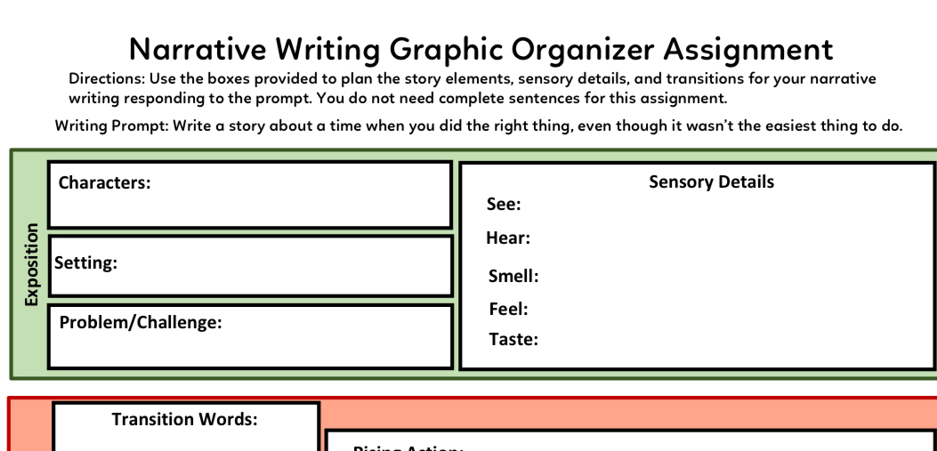 Narrative Writing Graphic Organizer Assignment Directions: Use the ...