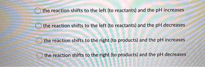 Solved The Reaction Shifts To The Left To Reactants And The Ph 2076