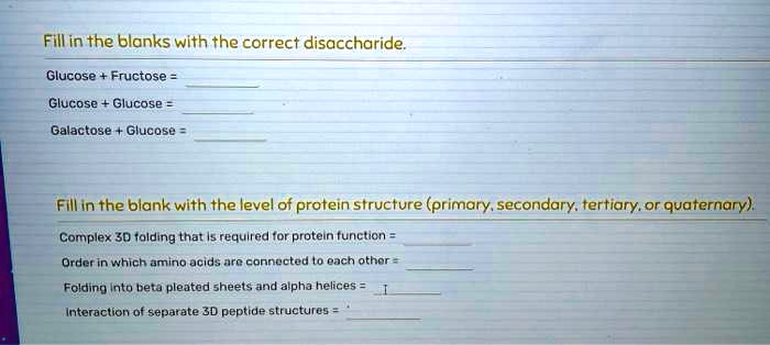 VIDEO solution: Fill in the blanks with the correct disaccharide ...