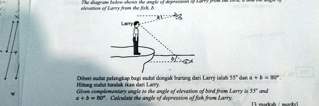 SOLVED: Thc diagram below shows the angle 0f depression 0j elevation of ...