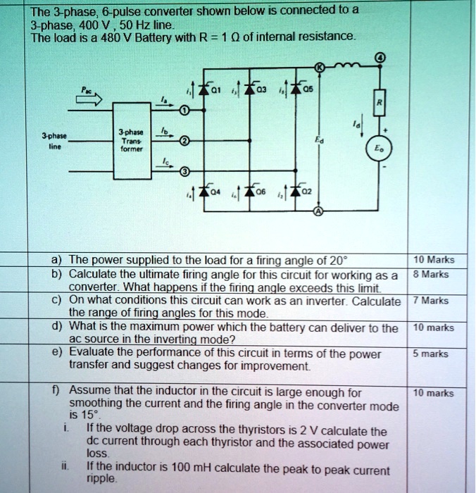 The 3-phase, 6-pulse converter shown below is connected to a 3-phase ...
