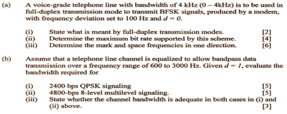 SOLVED: A voice-grade telephone line with a bandwidth of 4 kHz (0 - 4 ...