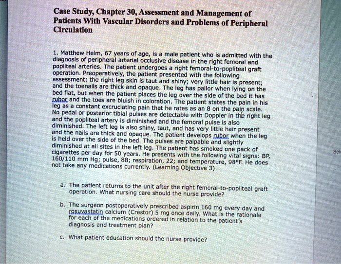 case studychapter 30assessment and management of patients with vascular ...