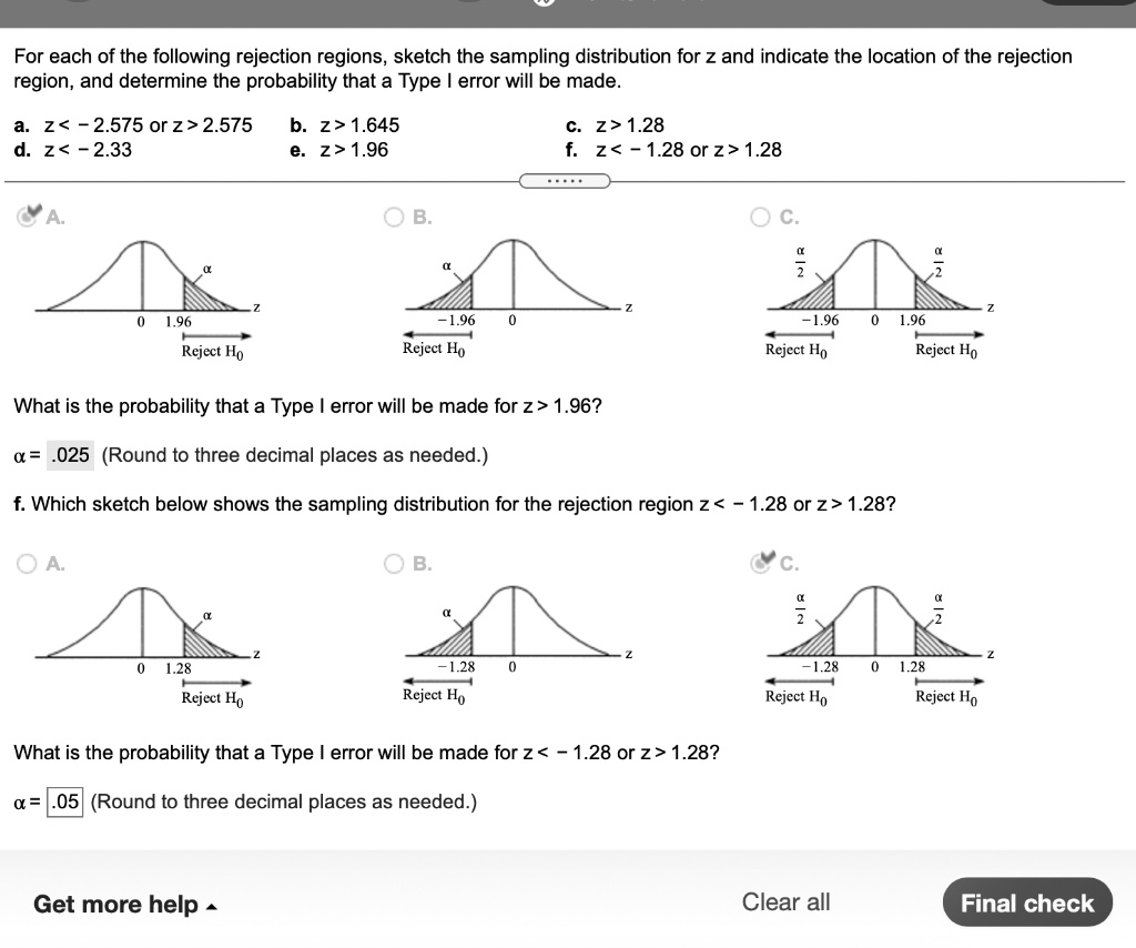 SOLVED: For each of the following rejection regions, sketch the ...