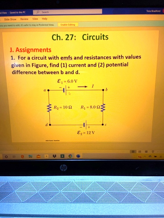 SOLVED:on Badrord Sedrotran Cror Slict Shot Puneu Help GlMsdir FroulecedViga Ch: 27: Circuits J ...