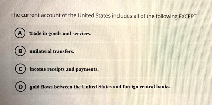 The current account of the United States includes all of the following ...
